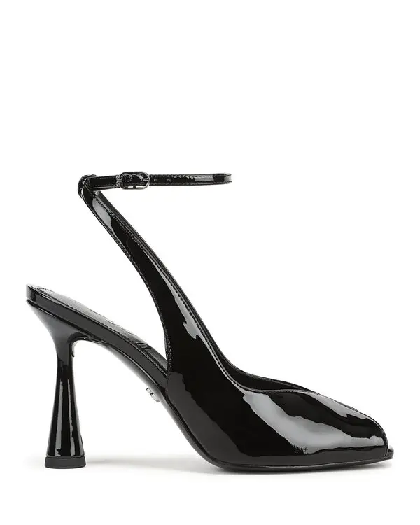 Sam Edelman Esme Patent Leather Peep Toe Heels - Black