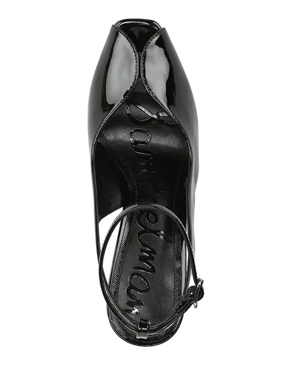 Sam Edelman Esme Patent Leather Peep Toe Heels - Black