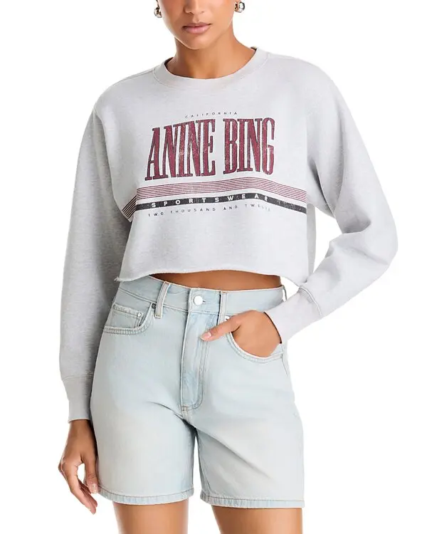 ANINE BING Sporty Cropped Sweatshirt - Grey