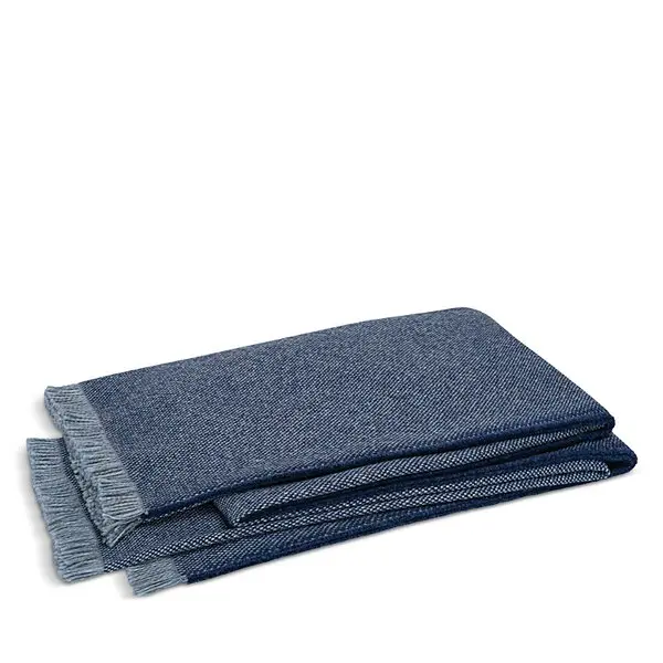 MATOUK Bernardo Alpaca Fringed Throw Blanket - Lapis