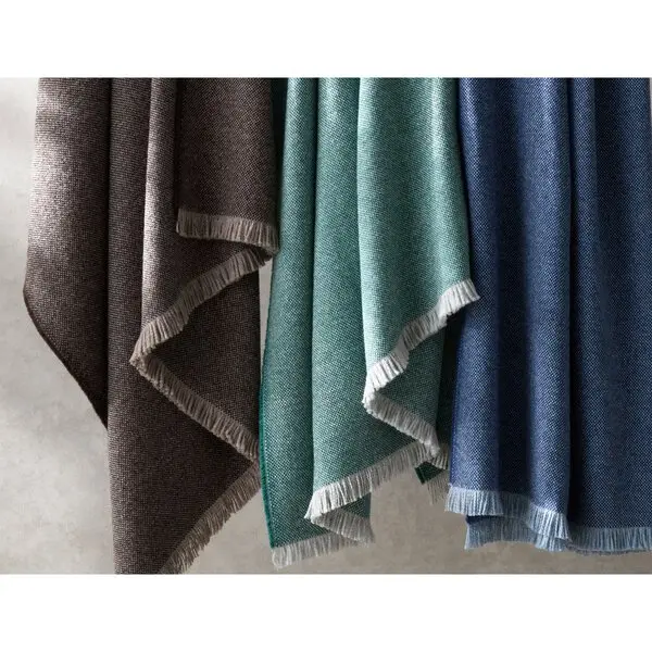 MATOUK Bernardo Alpaca Fringed Throw Blanket - Lapis