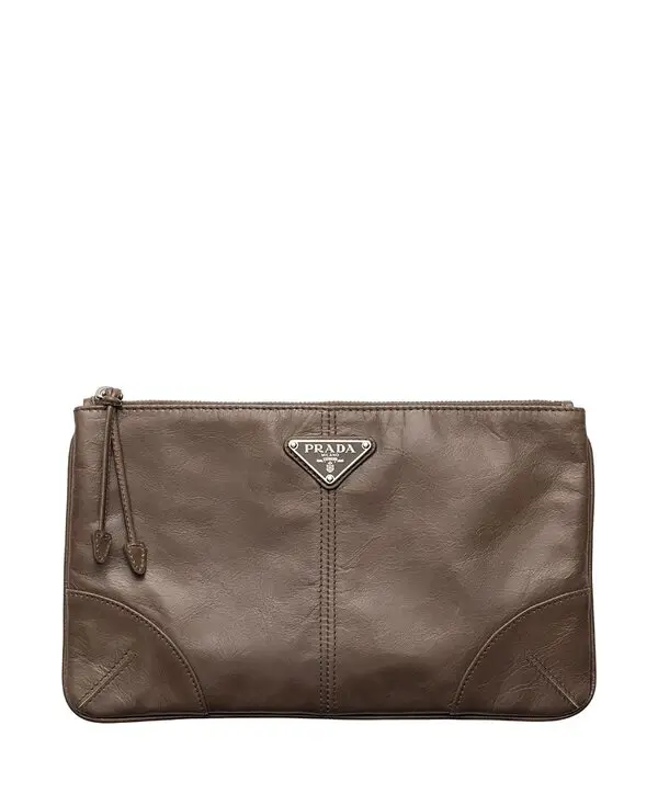 Prada Leather Pouch - Grey