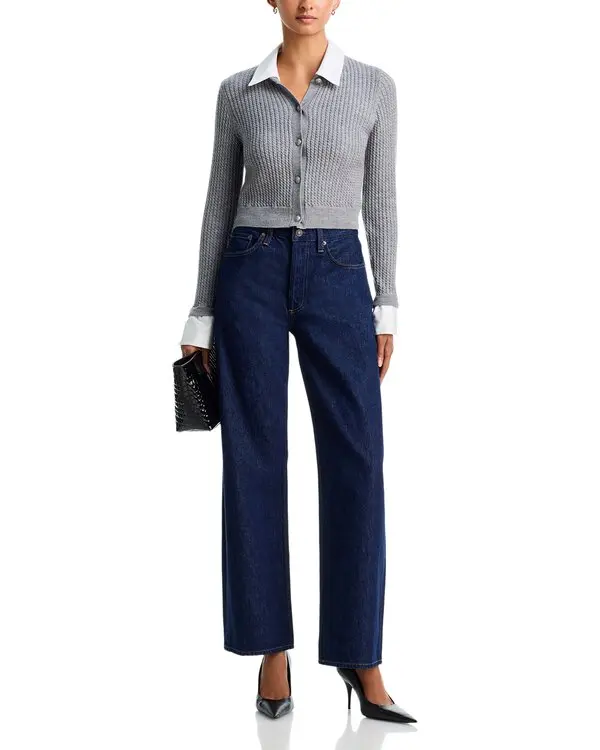Alice + Olivia Dollie Collared Cashmere & Nylon Cardigan Sweater