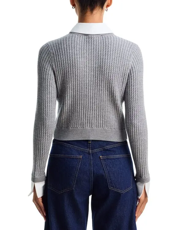 Alice + Olivia Dollie Collared Cashmere & Nylon Cardigan Sweater