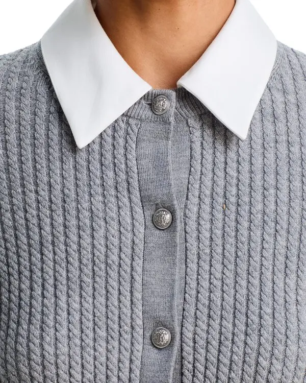 Alice + Olivia Dollie Collared Cashmere & Nylon Cardigan Sweater