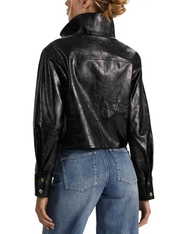 Alice + Olivia James Cropped Faux Leather Jacket - Black
