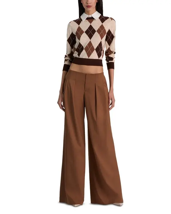 Alice + Olivia Carolann Wool Blend Crewneck Sweater With Cotton Stretch Collar