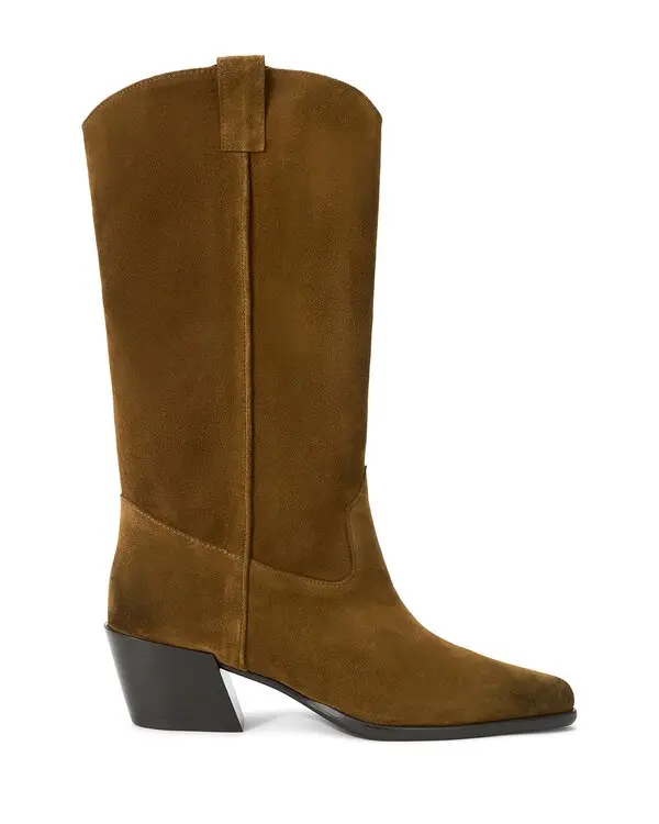 Staud Monty Knee High Western Boots - Cigar