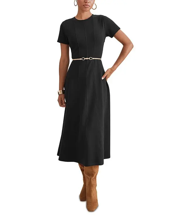 Splendid Winslow Short Sleeve Midi Dress - Black