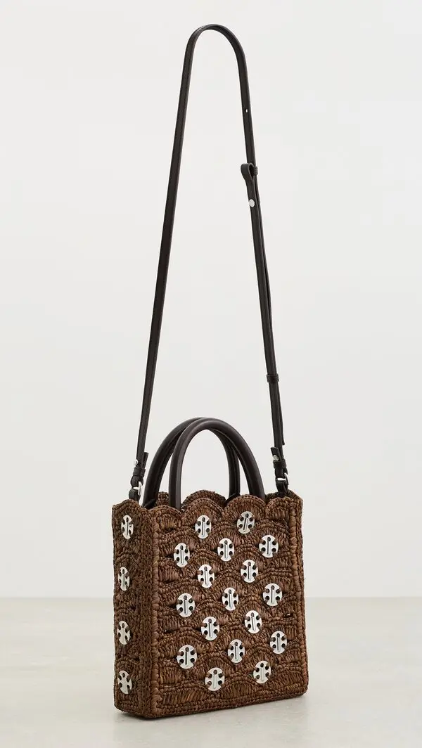 Rabanne Raffia Tote Bag - Brown/silver