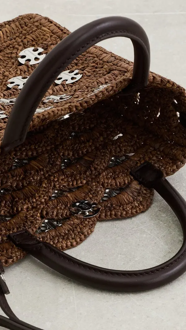 Rabanne Raffia Tote Bag - Brown/silver