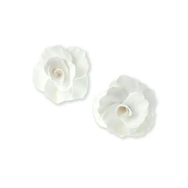 BY CHAVELLI Rosette Small Stud Earrings - White