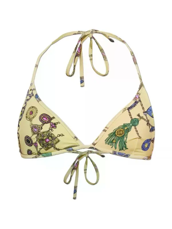 Versace Printed Bikini Top - Yellow