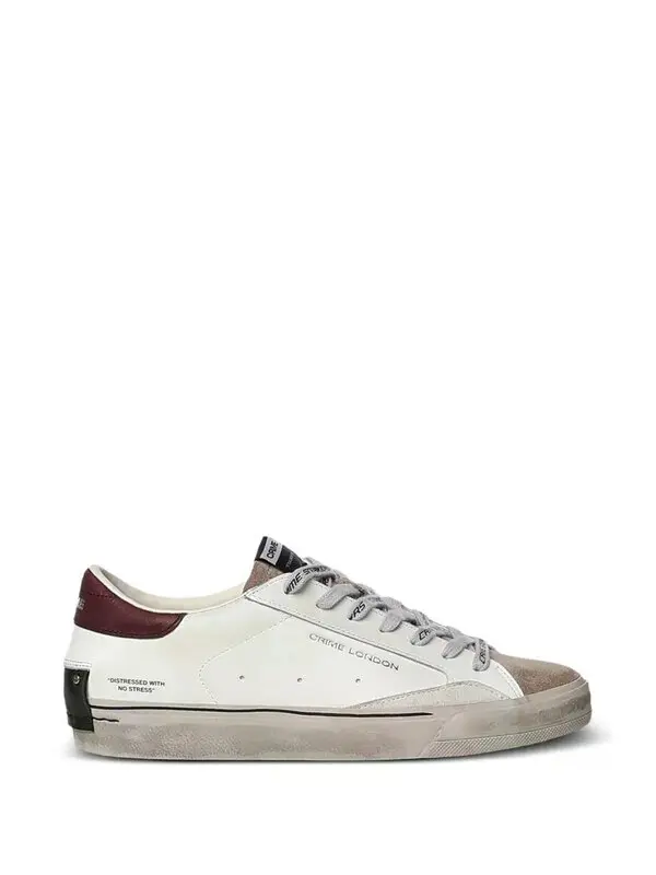 CRIME LONDON Distressed-effect Leather Sneakers - White