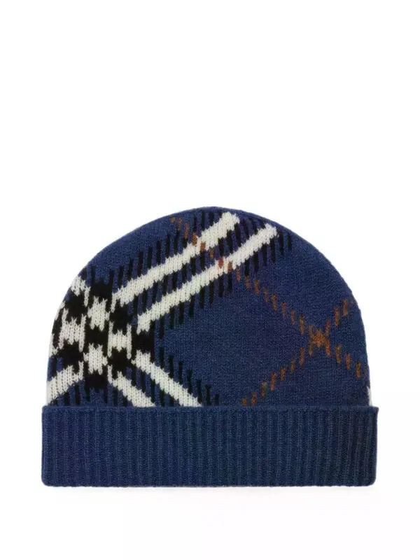 Burberry Check Cashmere Blend Beanie