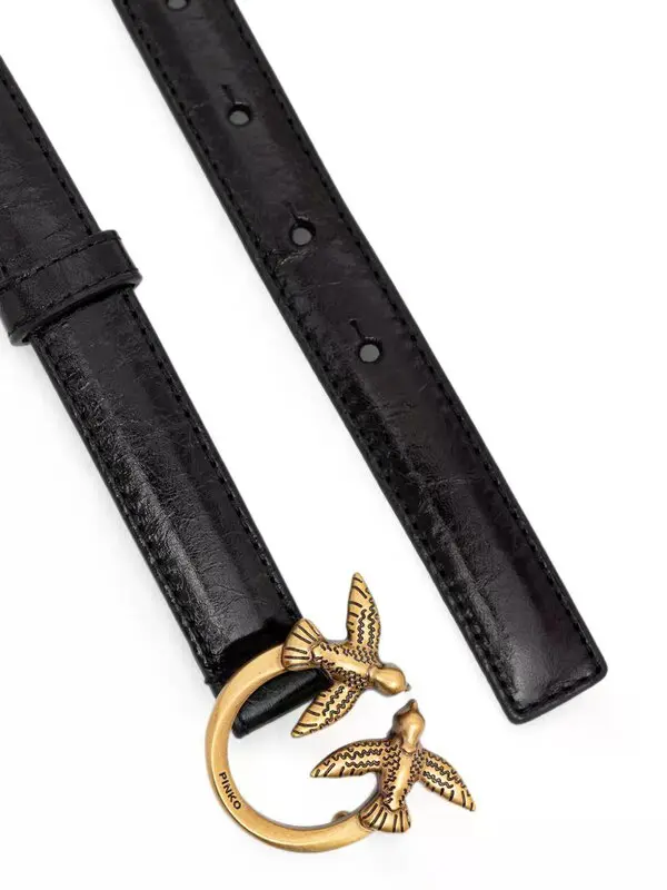 Pinko Shiny Leather Belt With Love Birds Buckle