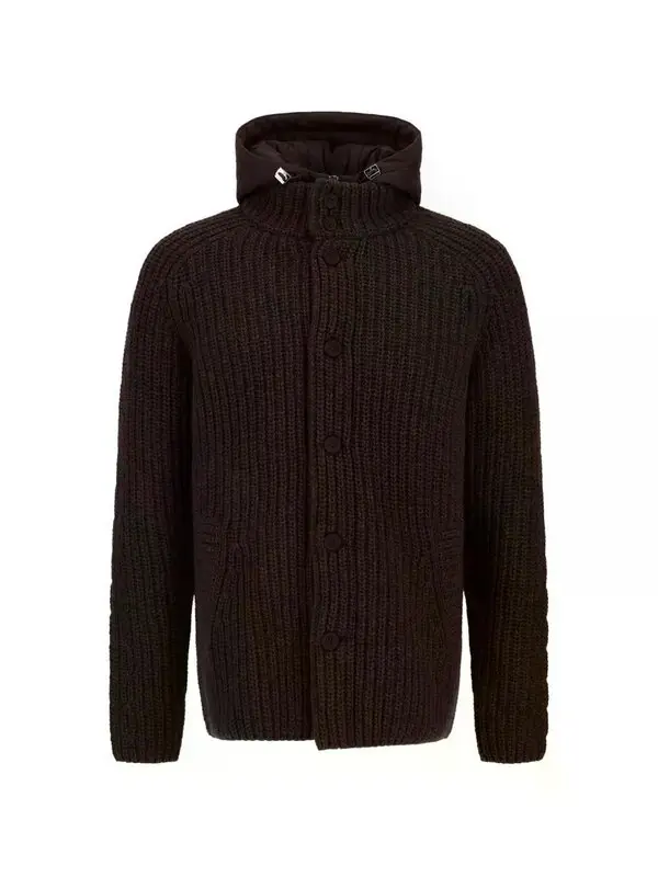 Herno Cable-knit Hooded Jacket - Brown