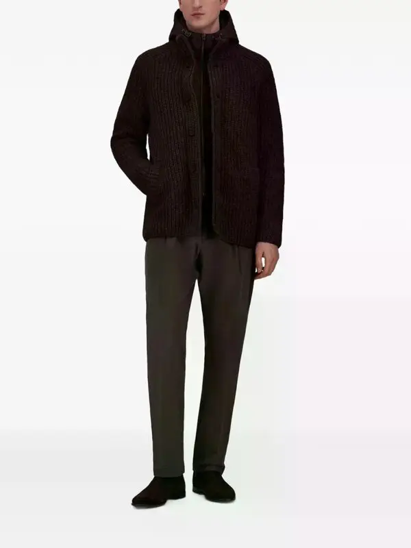 Herno Cable-knit Hooded Jacket