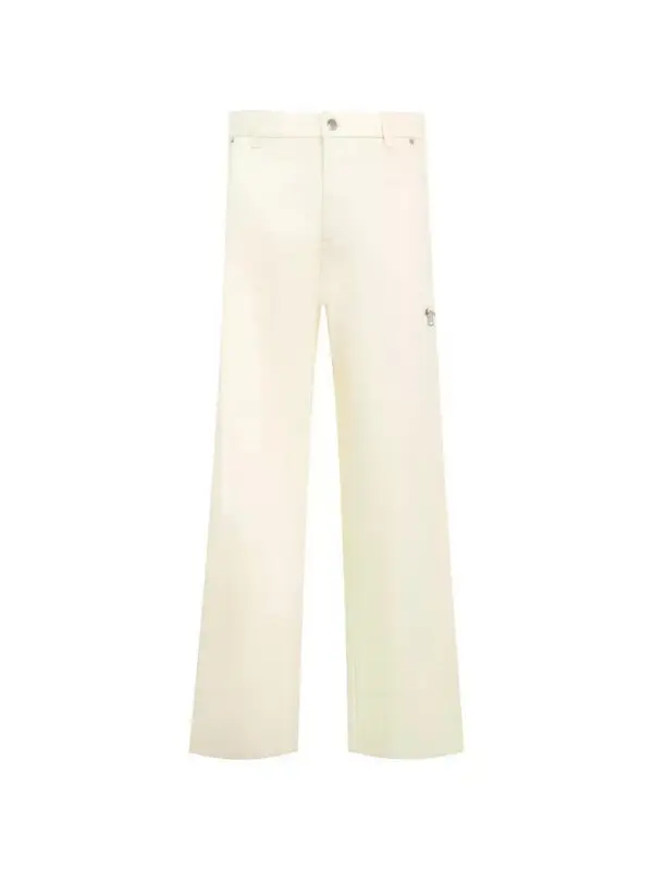 Moncler Logo-plaque Straight-leg Trousers - Neutrals