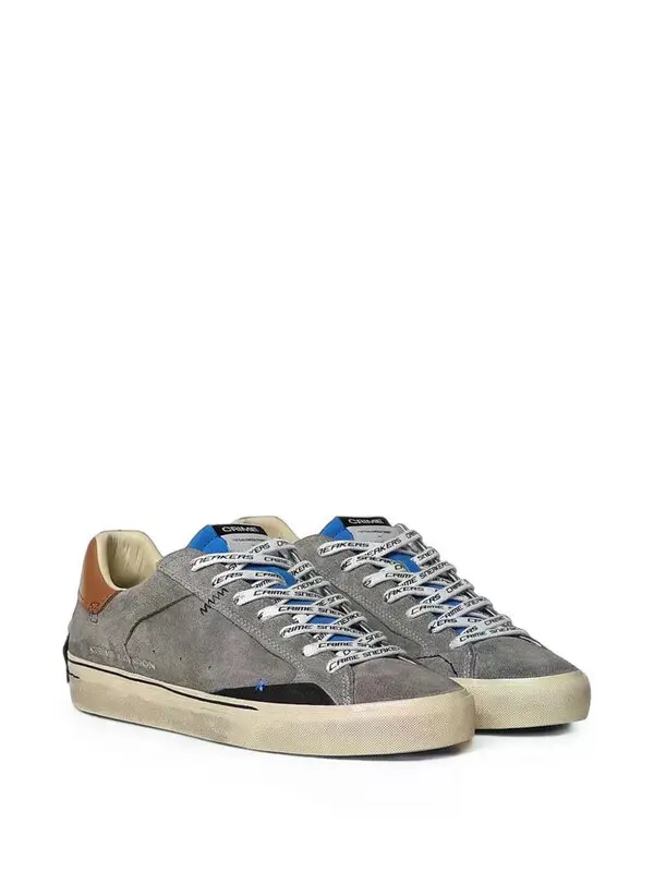 CRIME LONDON Deconstructed Logo-print Distressed-finish Sneakers
