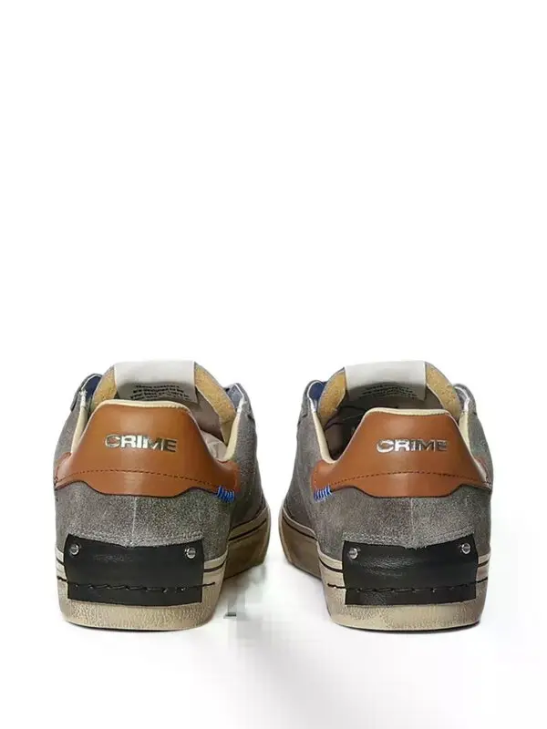 CRIME LONDON Deconstructed Logo-print Distressed-finish Sneakers