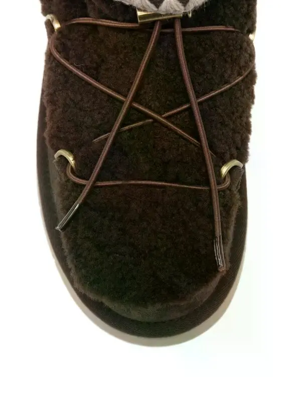 Mou Crochet-trim Lace-up Shearling Ankle Boots