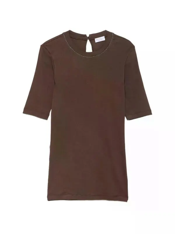 Brunello Cucinelli Monili-chain Detail T-shirt - Brown