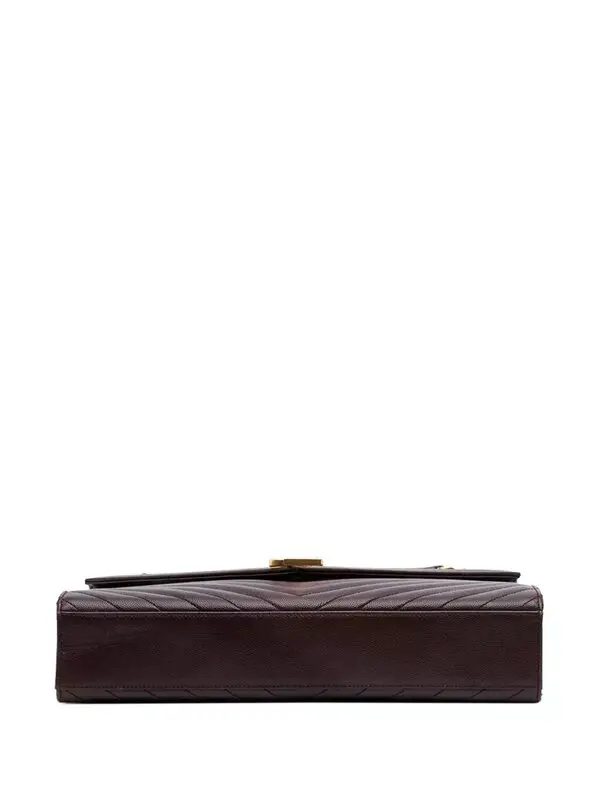 Saint Laurent 2014 Large Chevron Grain De Poudre Monogram Envelope Bag Shoulder Bag