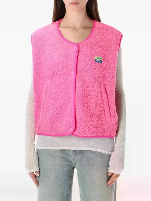American Vintage Hoktown Fleece-texture Logo-patch Gilet