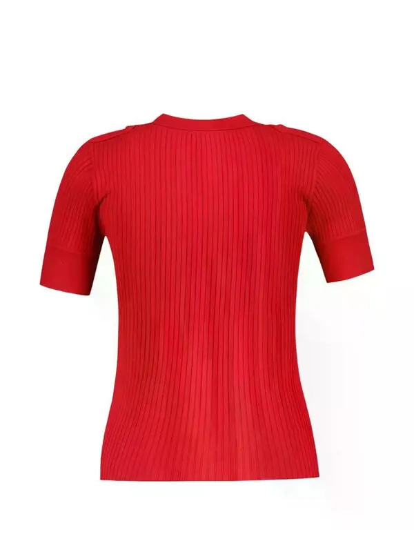 COURREGES Ribbed-knit Short-sleeve Polo Shirt
