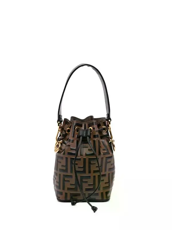 Fendi 2010-2026 Mini Ff 1974 Embossed Leather Mon Tresor Bucket Bag Satchel - Brown