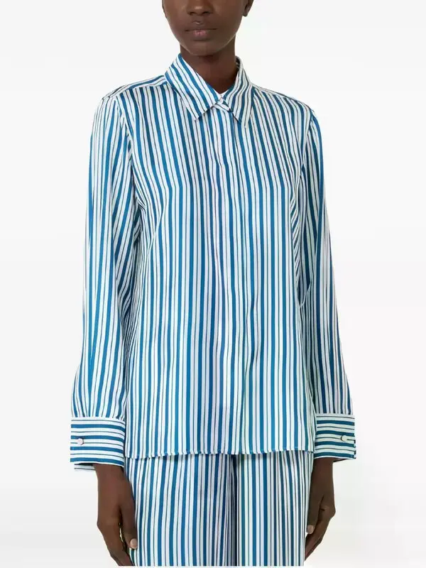 Max Mara Striped Silk Shirt - Blue
