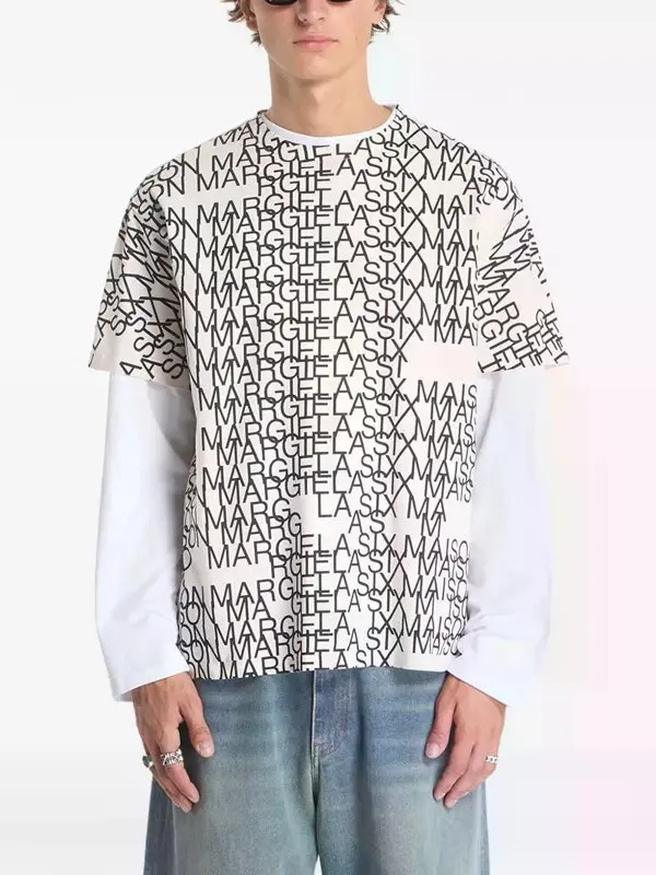 MAISON MARGIELA Logo-print Layered-sleeve T-shirt