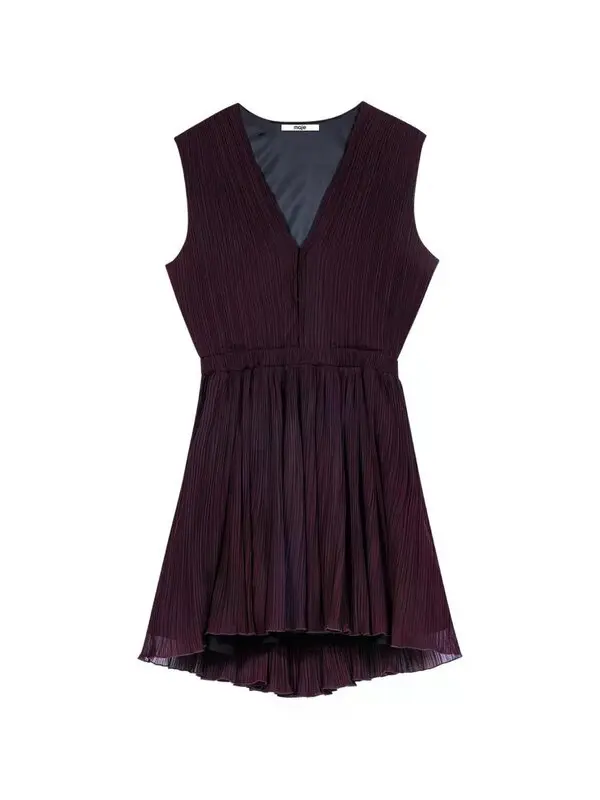 Maje Plissé Cut-out Mini Dress