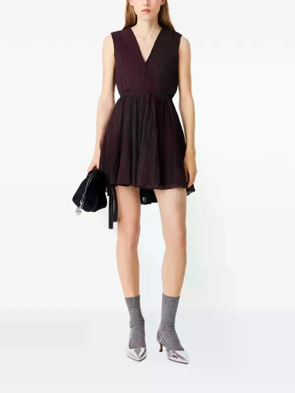 Maje Plissé Cut-out Mini Dress