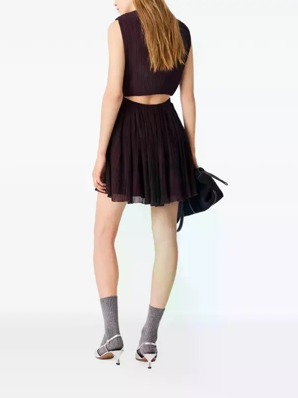 Maje Plissé Cut-out Mini Dress