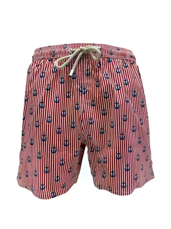 MC2 SAINT BARTH Anchor-print Striped Swim Shorts