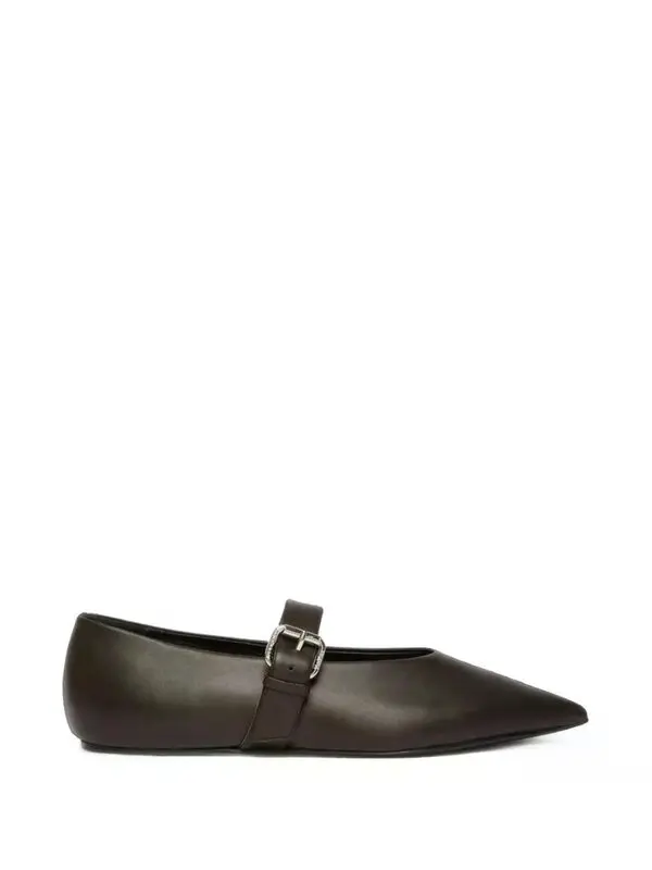 Max Mara Buckle-strap Pointed-toe Ballet Flats - Brown