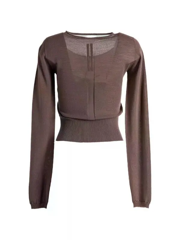 Rick Owens Cut-out Mélange-effect Sweater - Brown