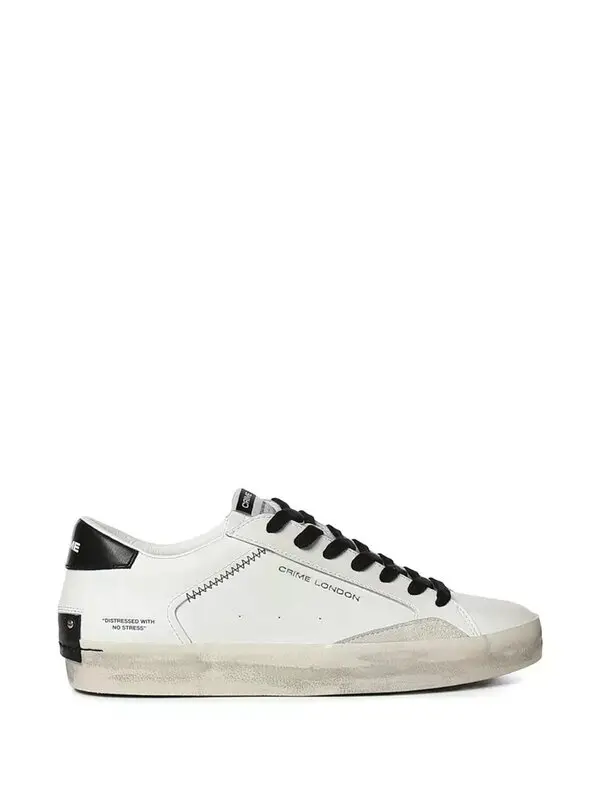 CRIME LONDON Distressed Leather Sneakers - White