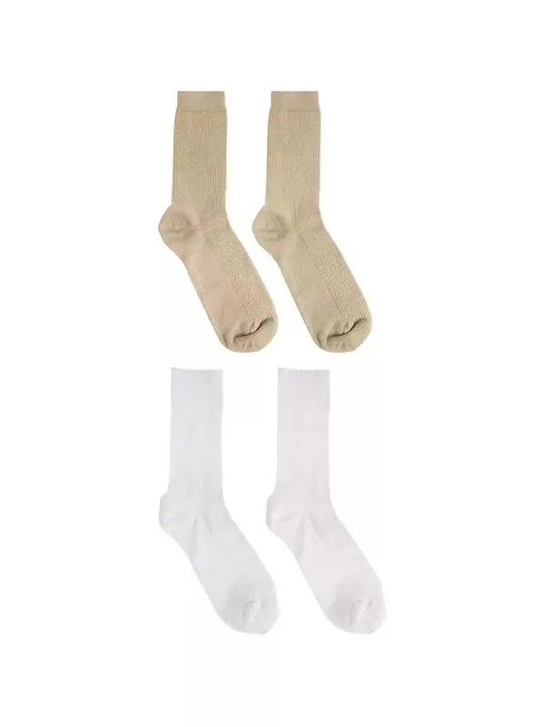 BIRKENSTOCK Ribbed Metallic-thread Socks - White