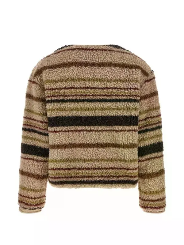 Moncler Striped Teddy-effect Cardigan - Neutrals