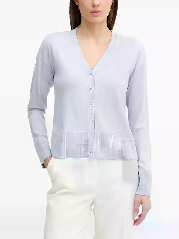 Sisley V-neck Button-up Cardigan - Blue
