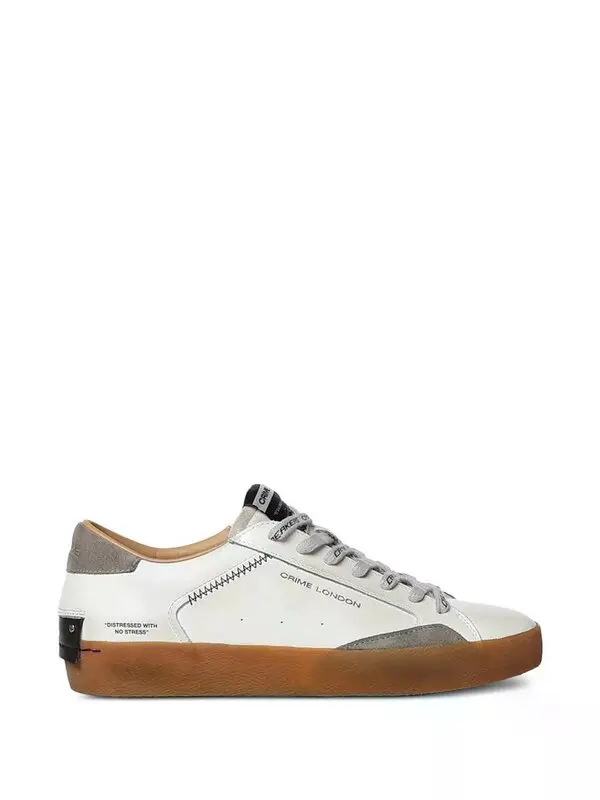CRIME LONDON Distressed-effect Panelled Sneakers - White