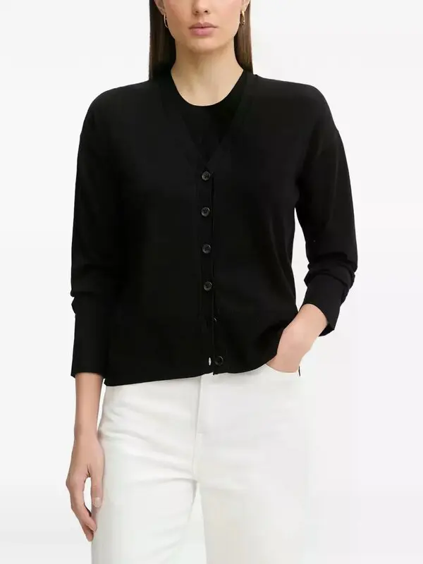 Sisley V-neck Button-up Cardigan - Black