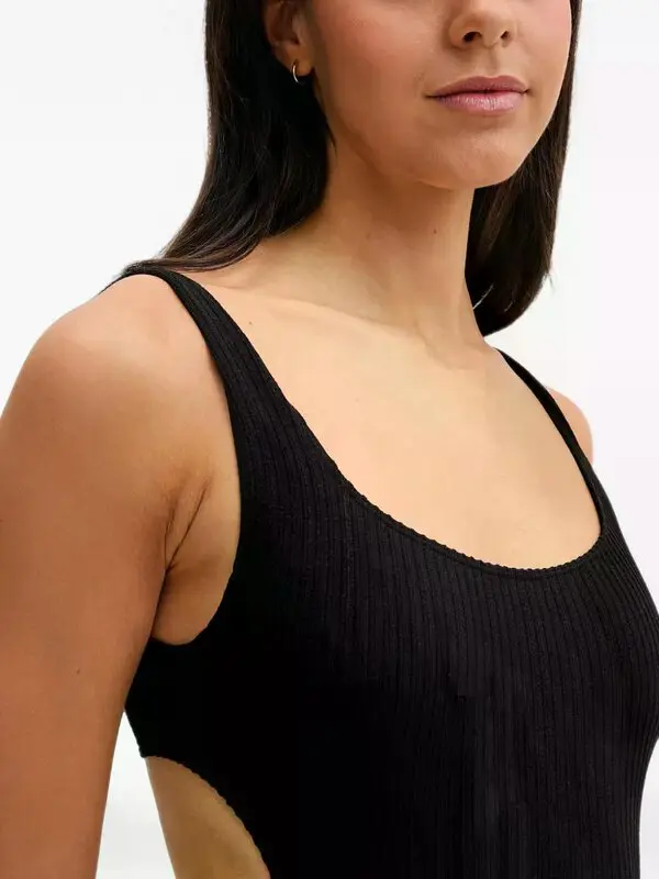 Rip Curl Ribbed-knit Cutout Swimsuit - Black