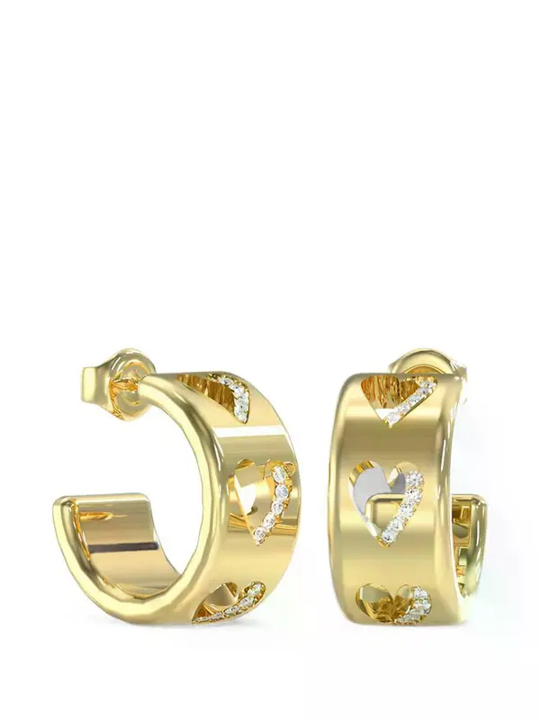 Guess Heart-detail Hoop Earrings - Gold