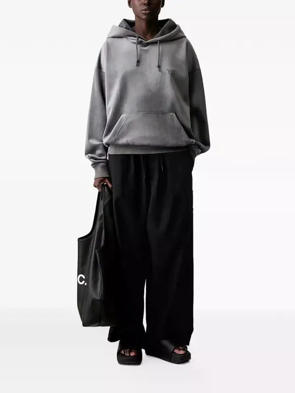 Y3 Logo-print Velvet Hoodie