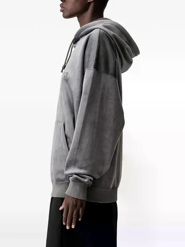 Y3 Logo-print Velvet Hoodie