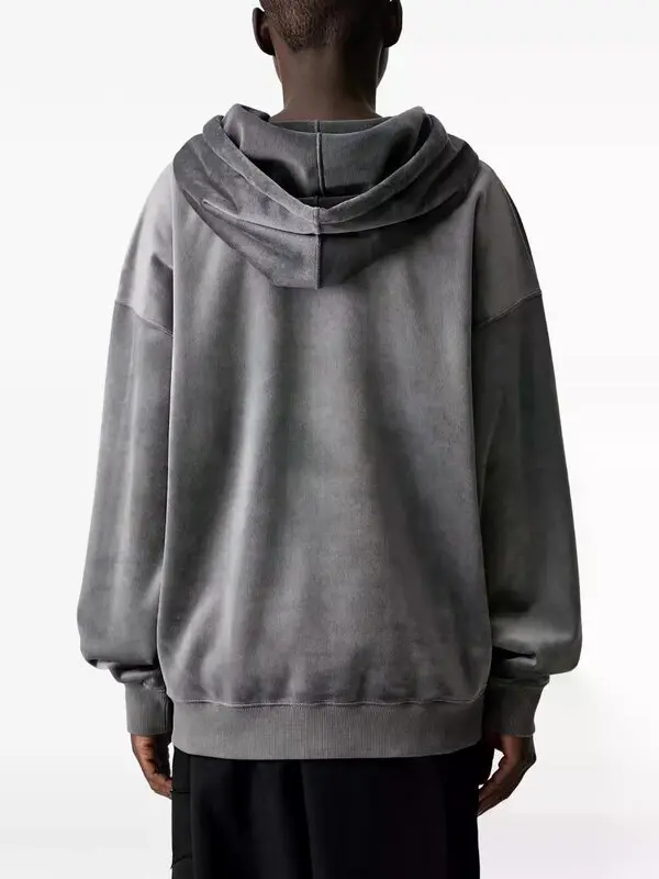 Y3 Logo-print Velvet Hoodie